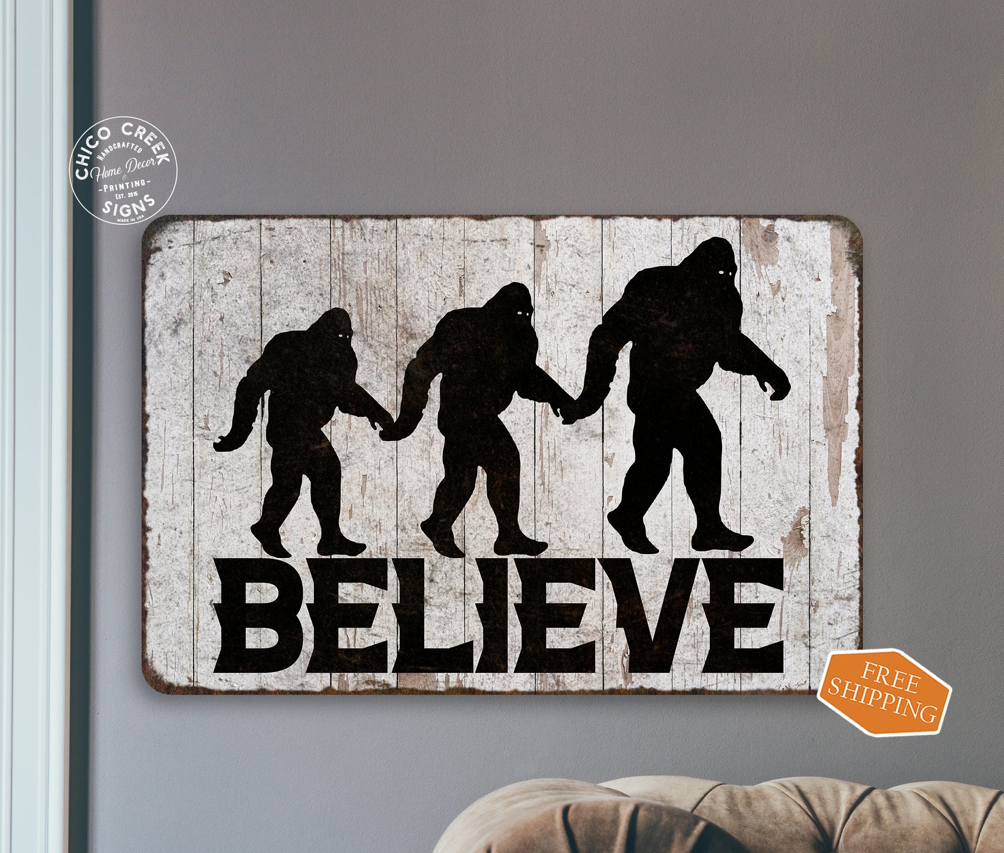 Believe In Big Foot Sign Sasquatch Camper Yard Sign Yeti Funny Garage ...