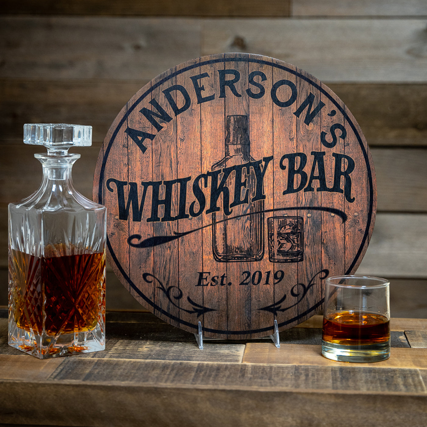 Personalized Whiskey Bar Sign Wood Wall Art Home Bar Decor — Chico ...