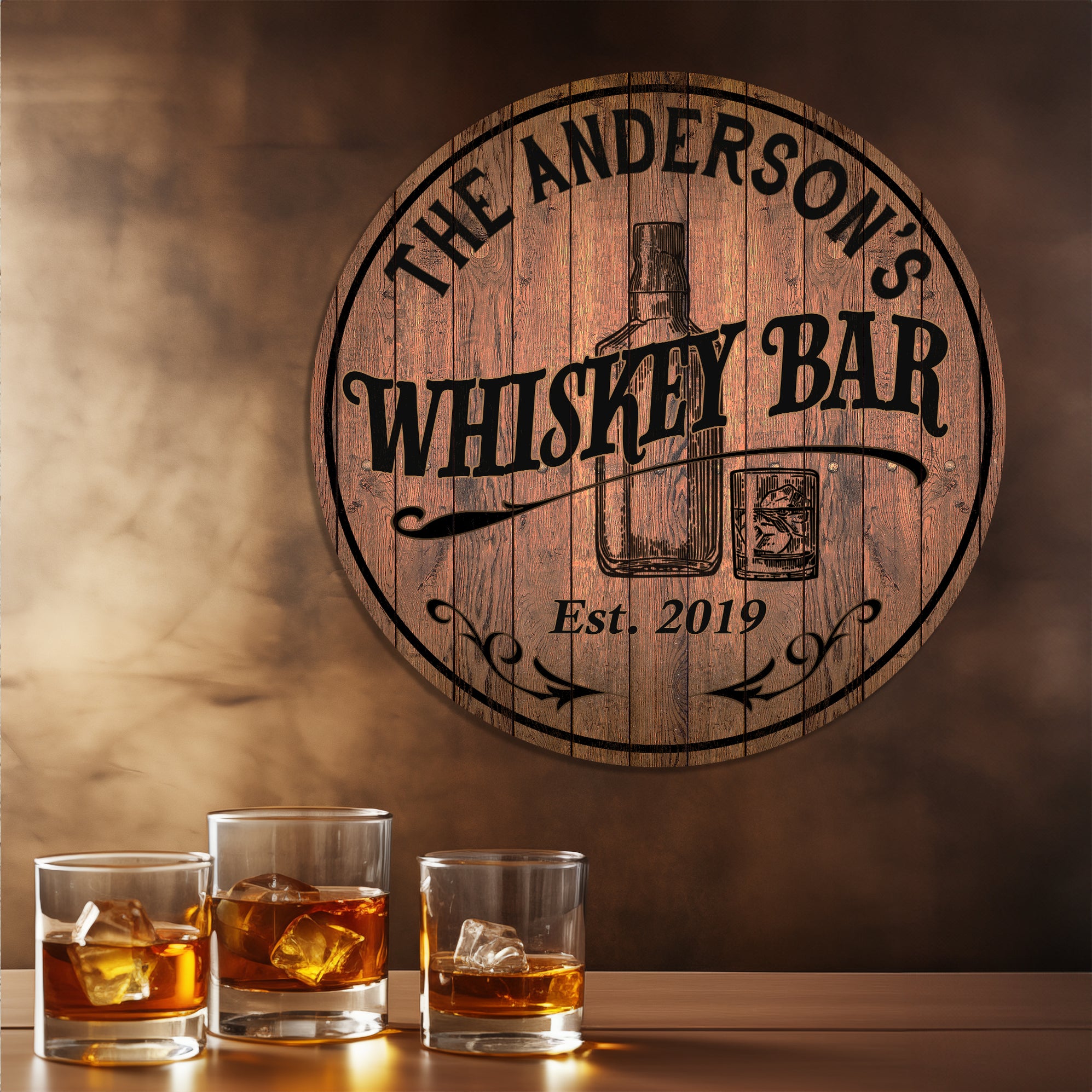 Personalized Whiskey Bar Sign Wood Wall Art Home Bar Decor — Chico ...