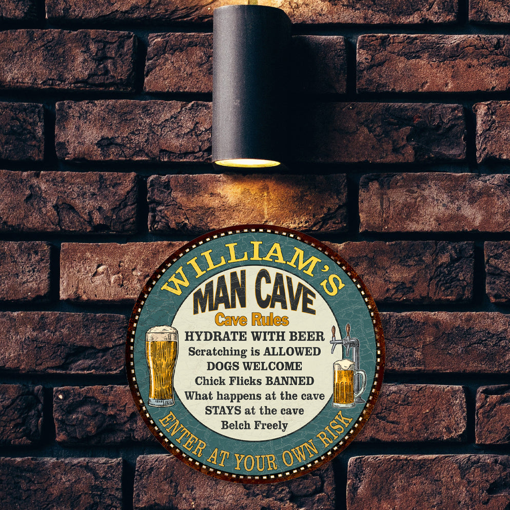 Personalized Garage Rules 14" Round Metal Sign Garage Bar Wall Decor 1 ...