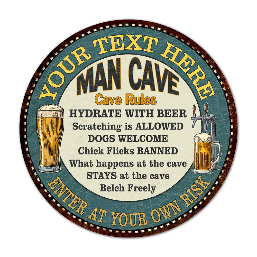 Personalized Garage Rules 14" Round Metal Sign Garage Bar Wall Decor 1 ...