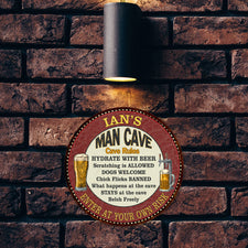 Personalized Man Cave 14" Round Red Metal Sign Chic Home Wall Decor 10 ...