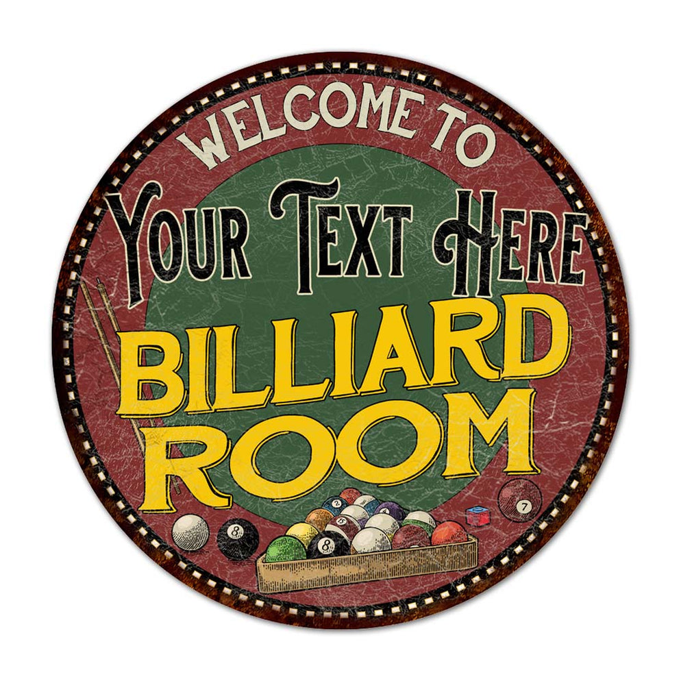 Personalized Billiard Room 14" Round Metal Sign Wall Decor 10014003300 ...