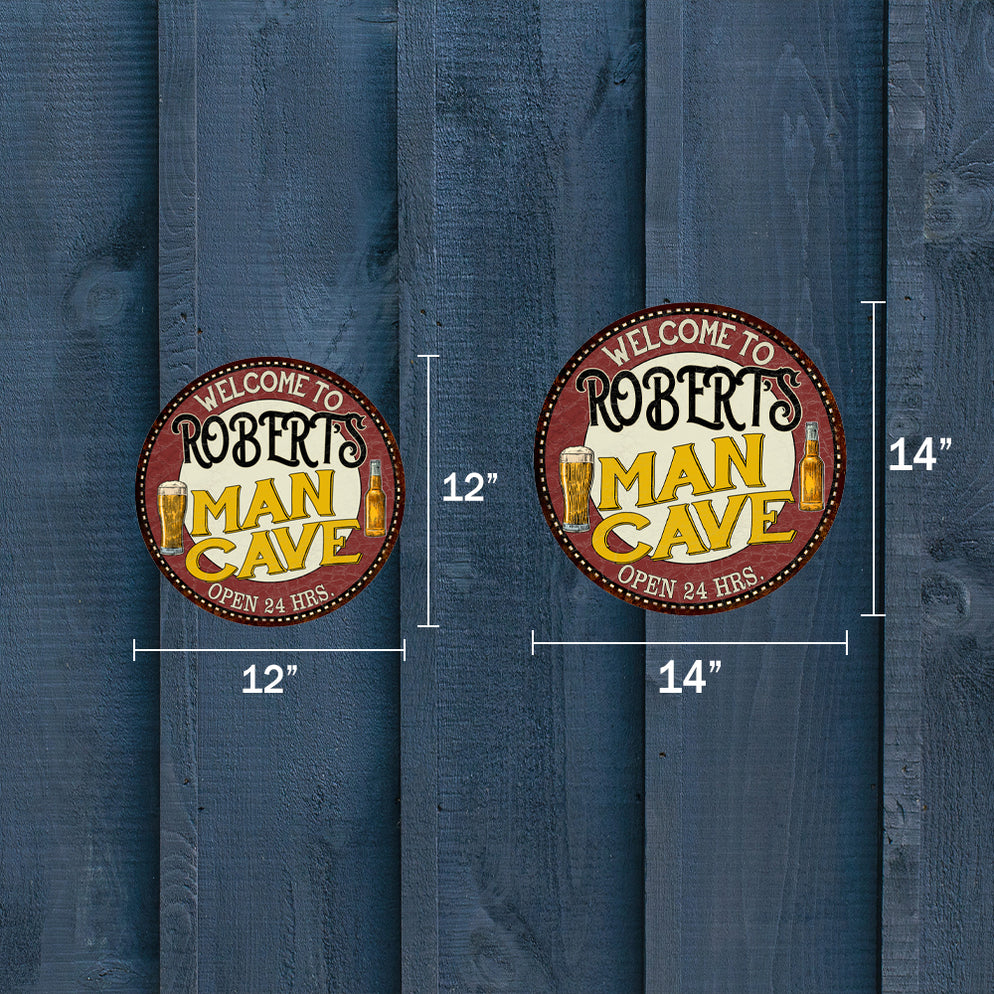 Personalized Man Cave 14" Round Metal Sign Bar Wall Decor 100140035001 ...