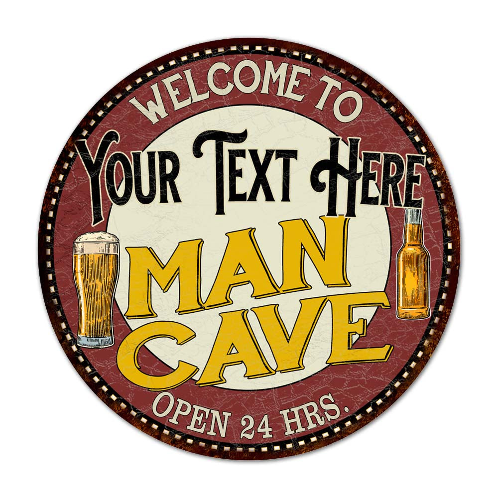Personalized Man Cave 14" Round Metal Sign Bar Wall Decor 100140035001 ...