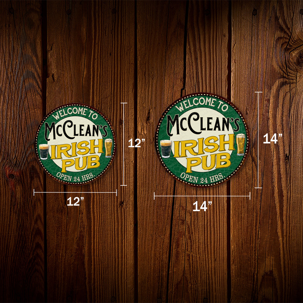 Personalized Irish Pub 14" Round Metal Sign Bar Wall Decor 10014003600 ...