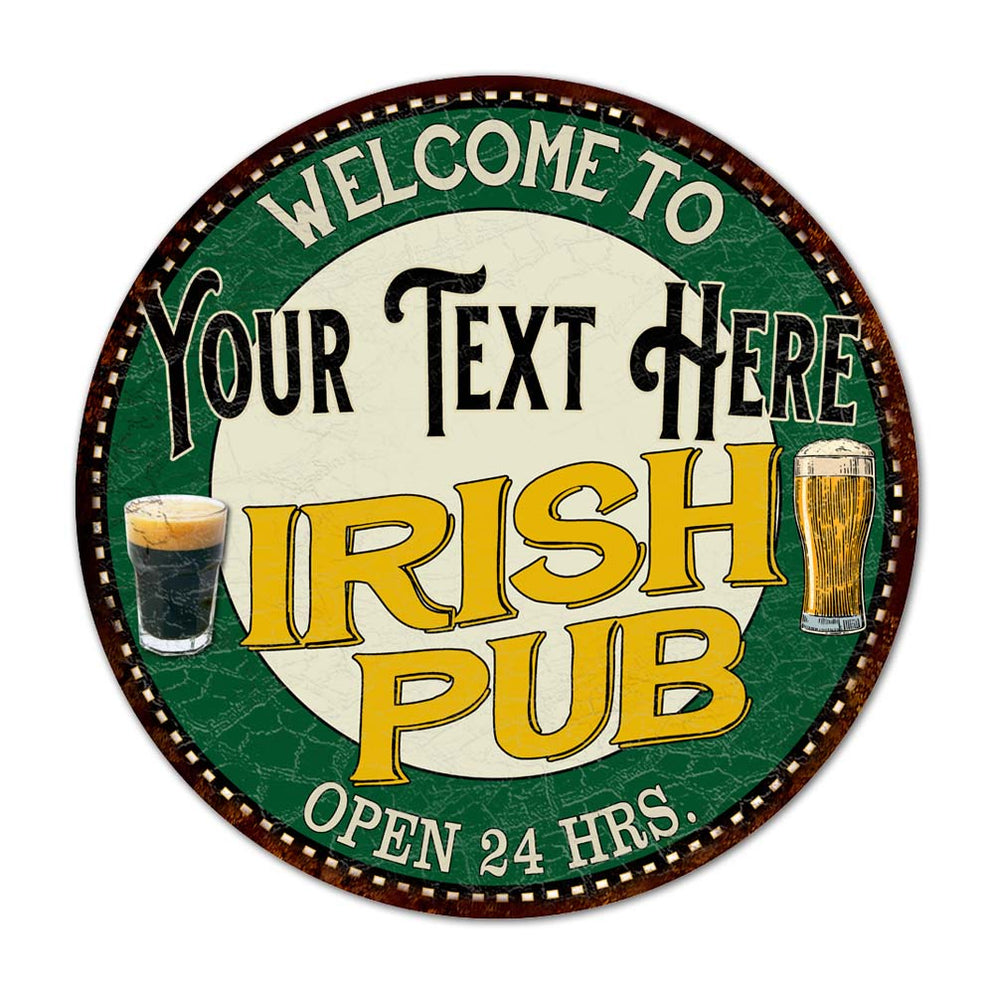 Personalized Irish Pub 14" Round Metal Sign Bar Wall Decor 10014003600 ...