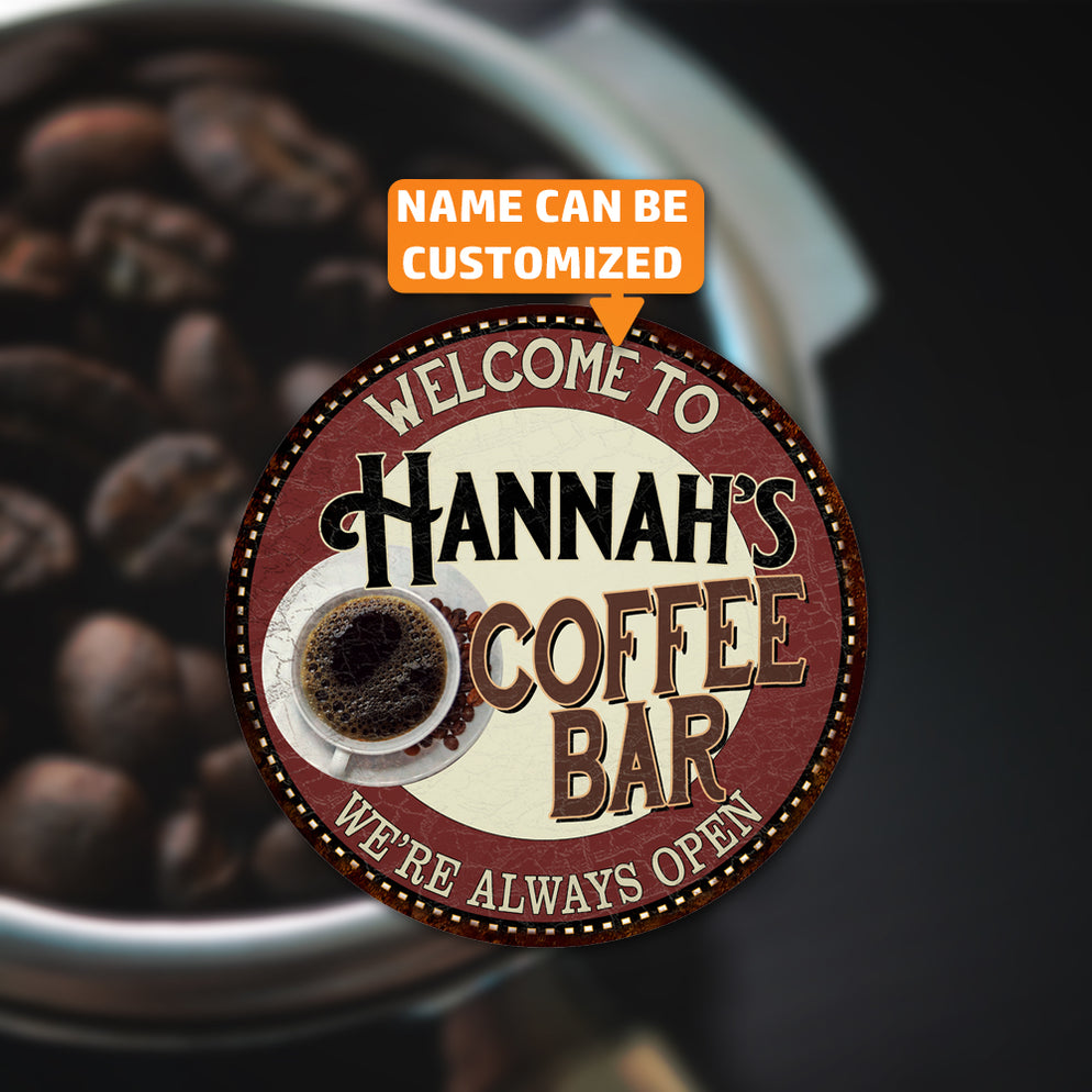 Personalized Coffee Bar Round Metal Sign Kitchen Room Wall Decor 10014 ...