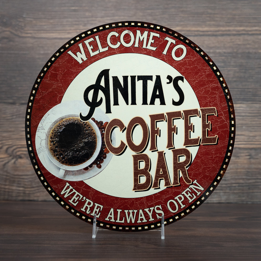 Personalized Coffee Bar Round Metal Sign Kitchen Room Wall Decor 10014 ...