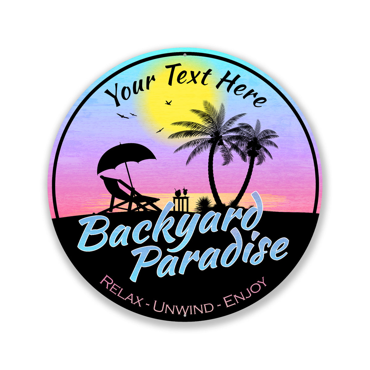 Personalized Backyard Paradise Sign Tropical Decor Pool Hot Tub Art 10 ...