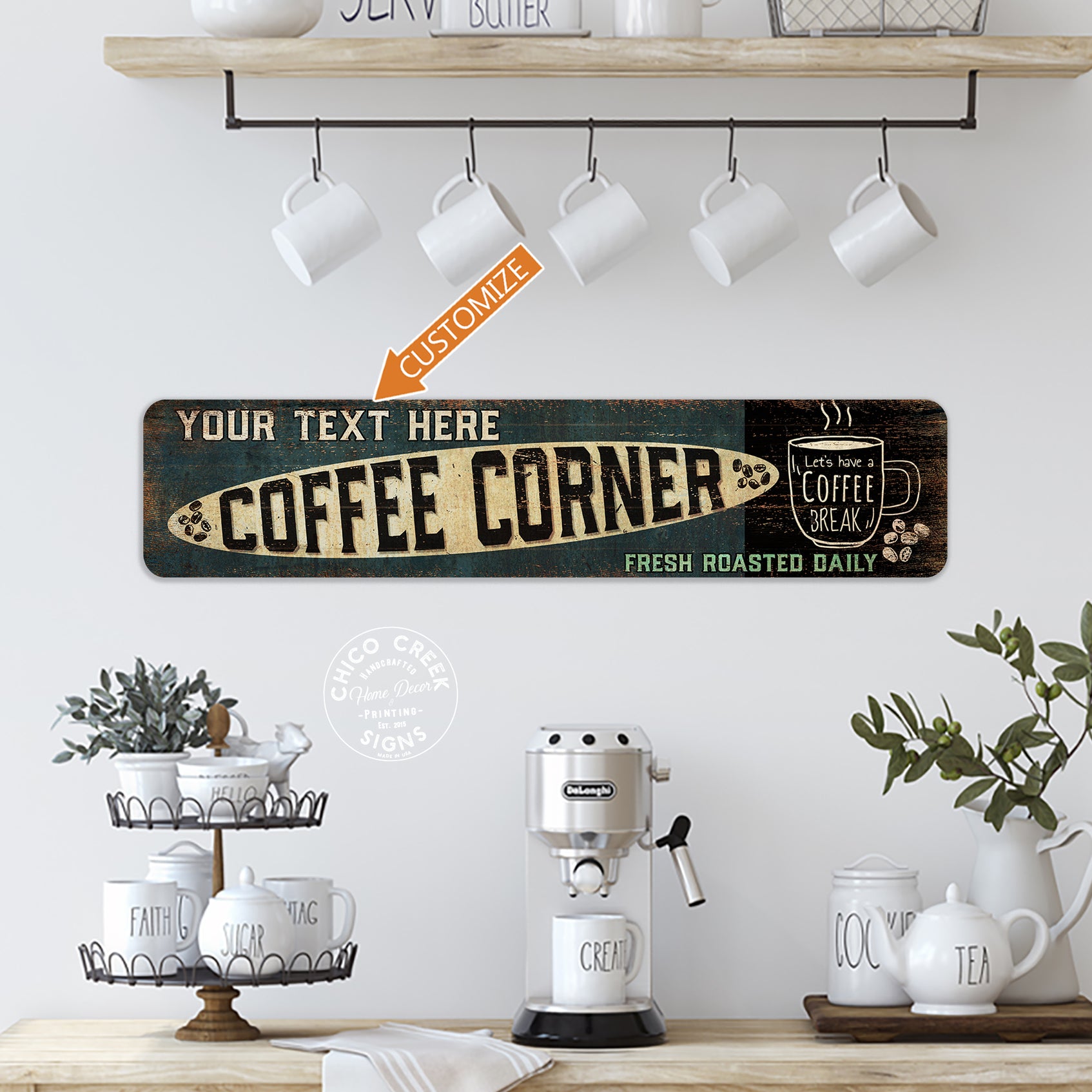 Personalized Coffee Corner Bar Sign 104182002040 — Chico Creek Signs