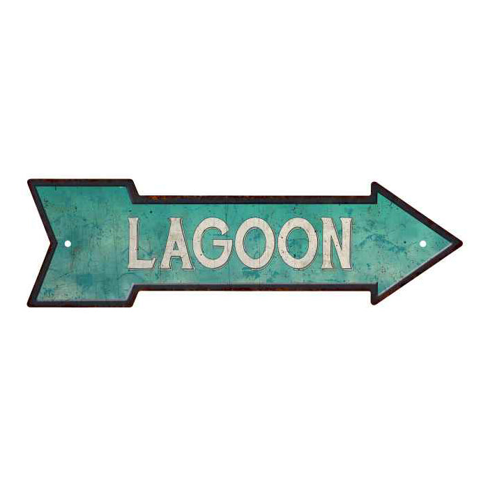 Lagoon Rt Arrow Vintage Looking Beach House Metal Sign — Chico Creek Signs