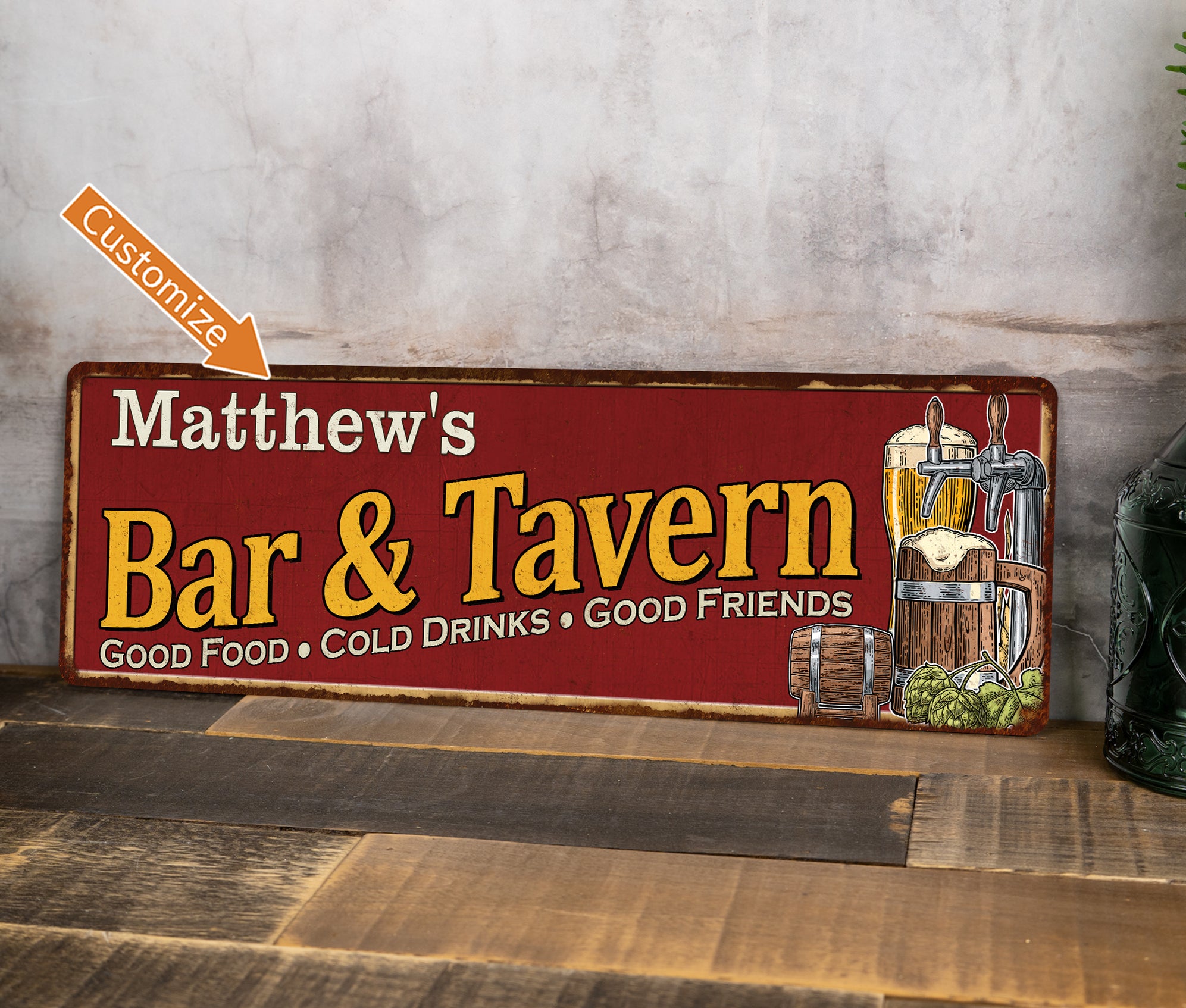 Personalized Bar and Tavern Red Chic Sign Man Cave Decor Gift 10618000 ...