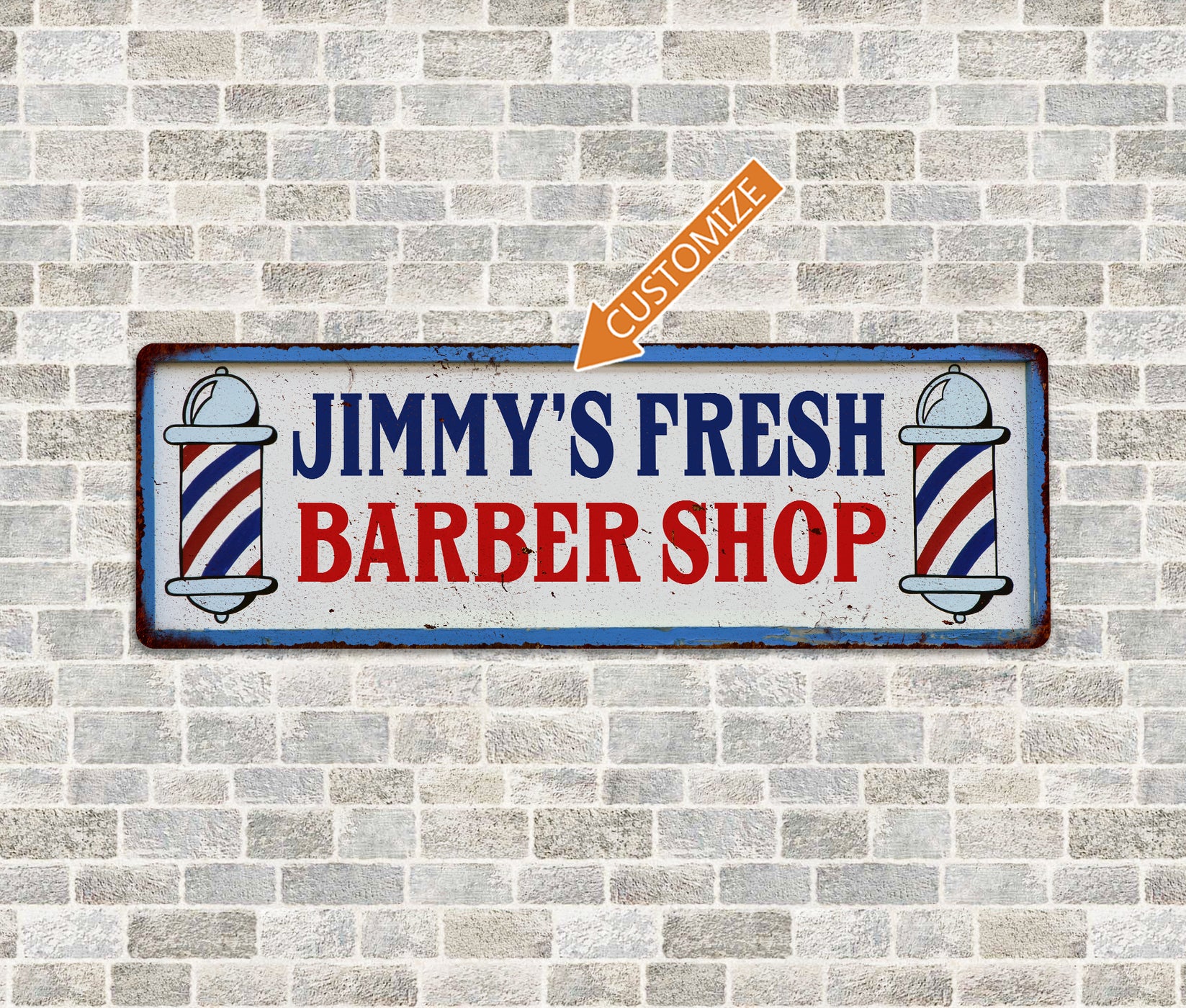 Personalized Barber Shop Hair Salon Metal Sign Retro 106180031001 ...