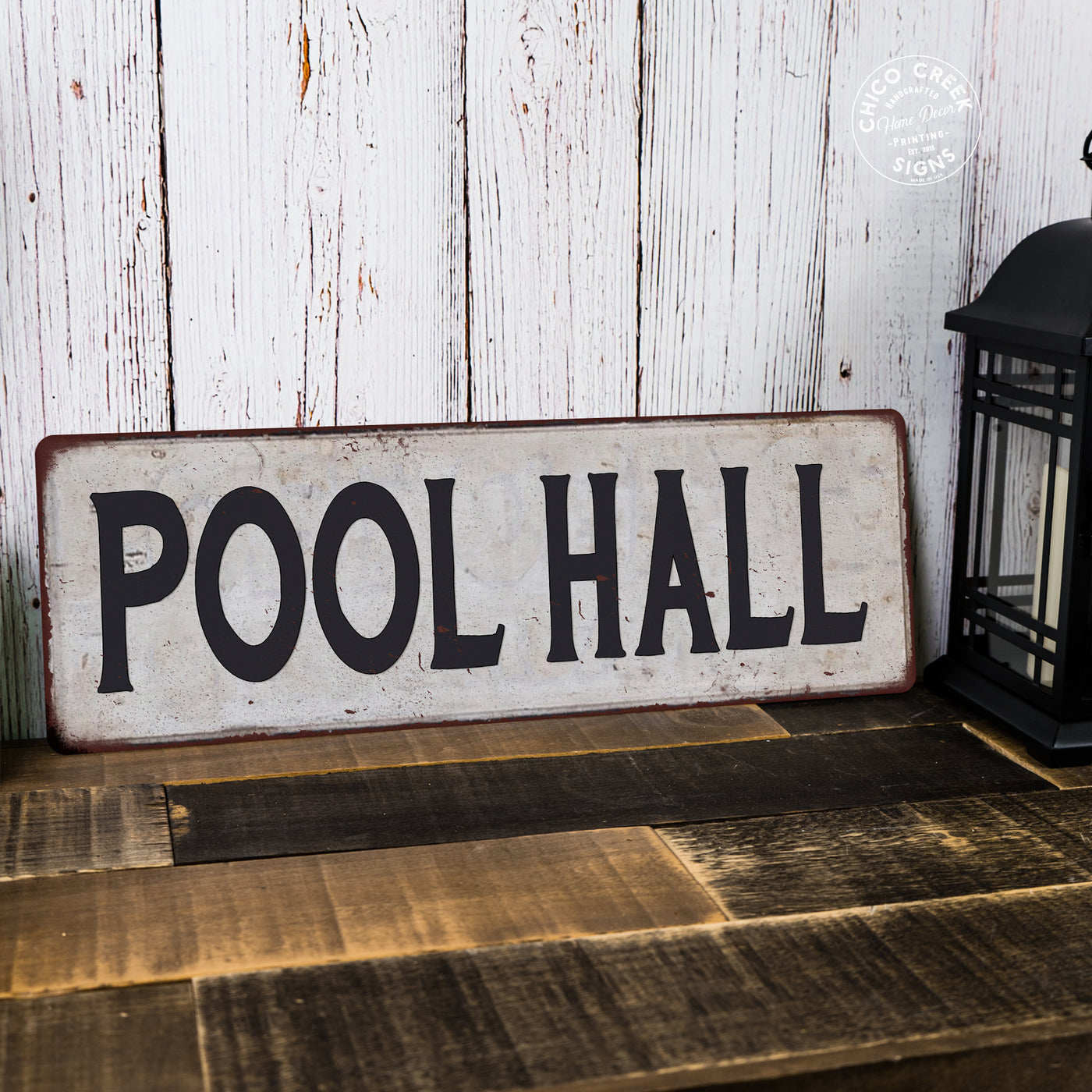POOL HALL Vintage Look Rustic Metal Sign Chic Retro 106180035062 ...