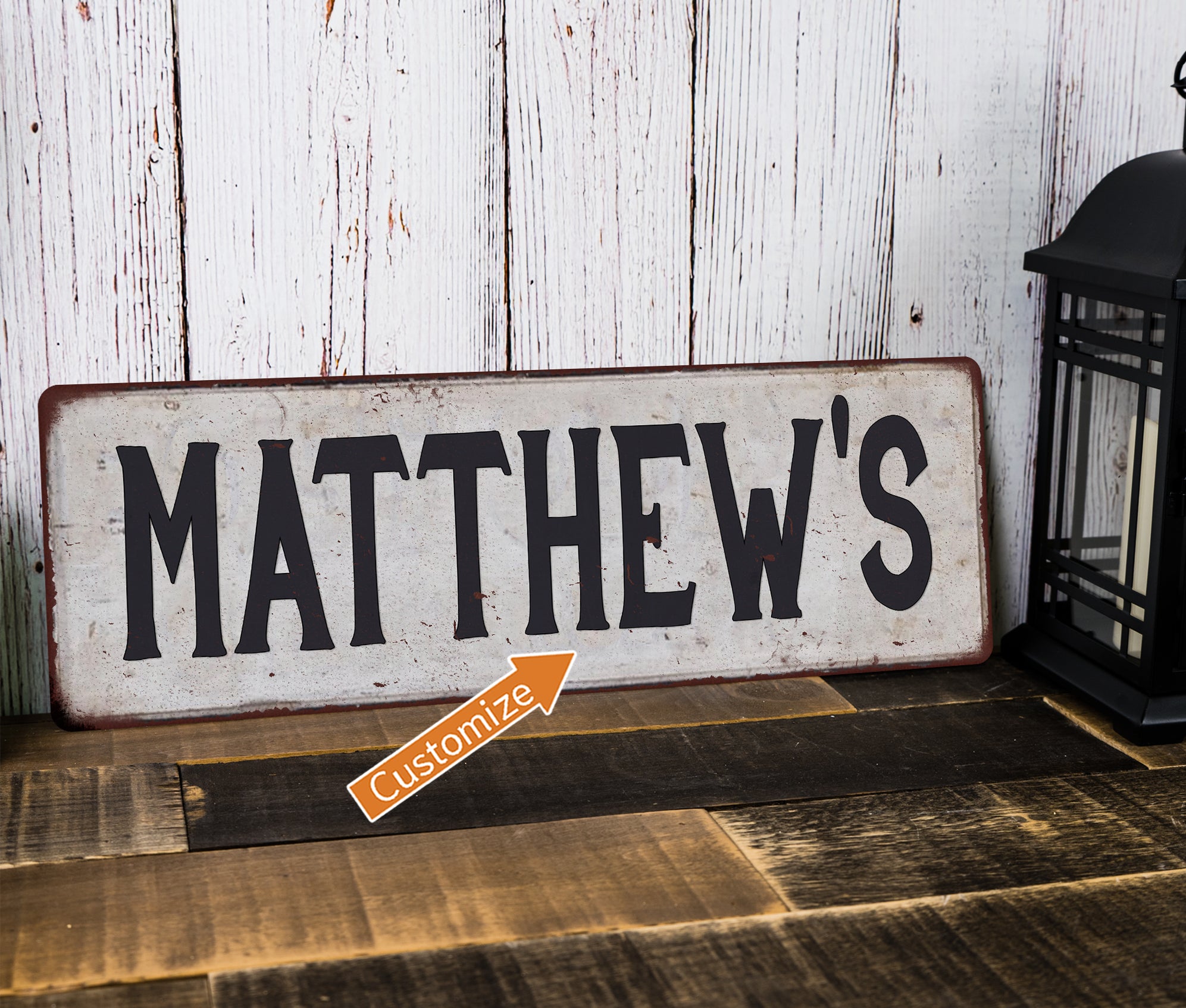 YOUR NAME Vintage Look Personalized Rustic Chic Metal Sign 6x18 106180 ...