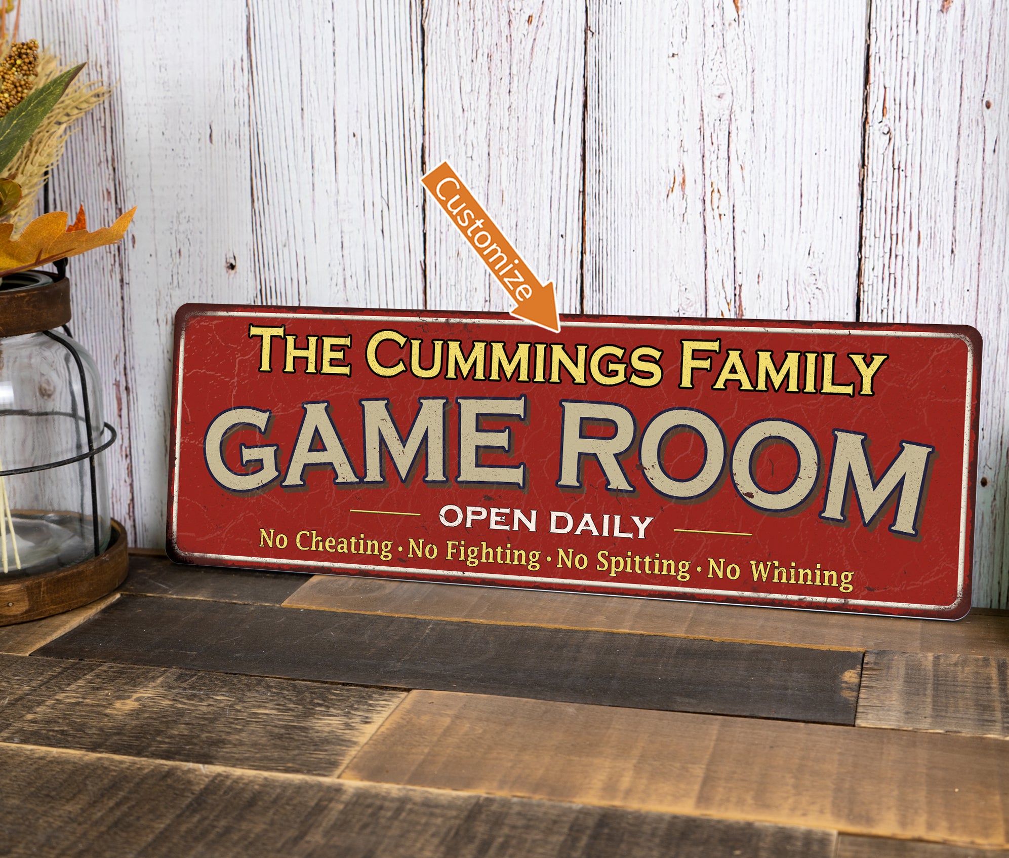Personalized Game Room Sign Red 106180038001 — Chico Creek Signs