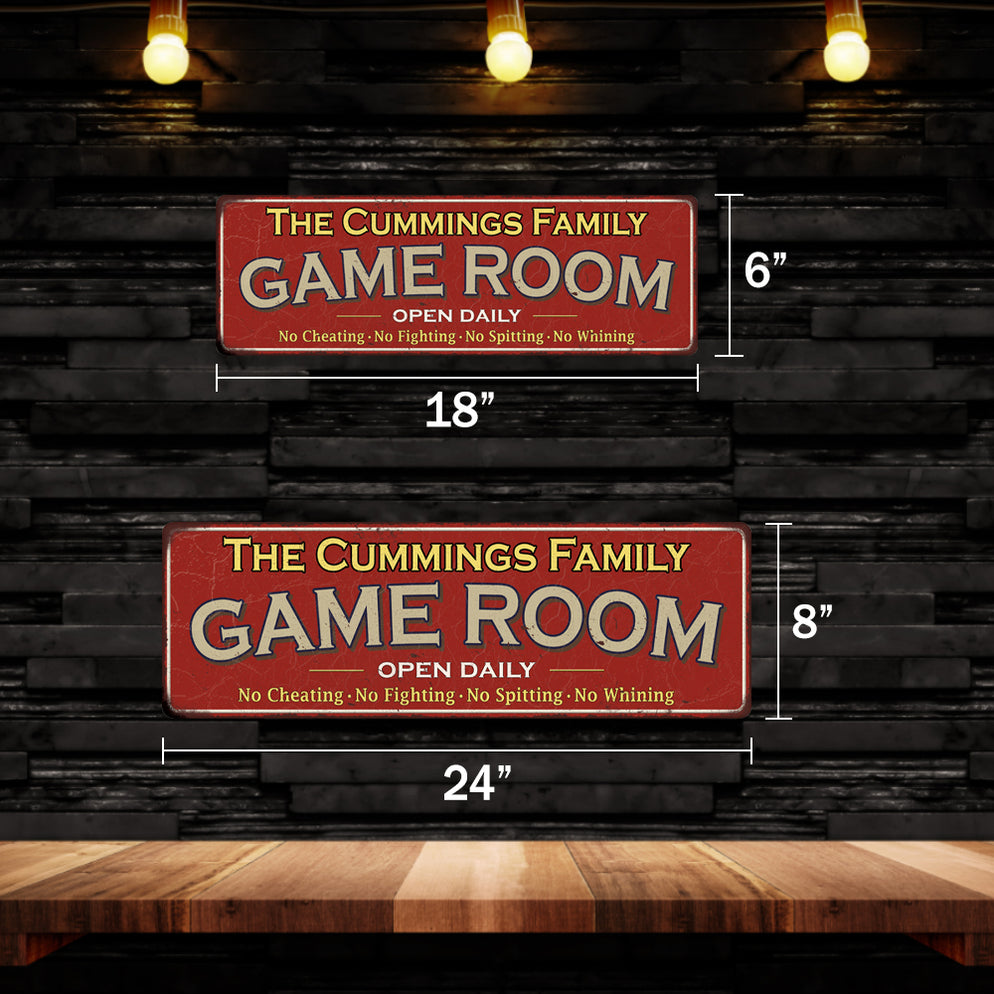 Personalized Game Room Sign Red 106180038001 — Chico Creek Signs