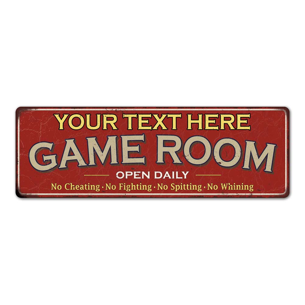 Personalized Game Room Sign Red 106180038001 — Chico Creek Signs