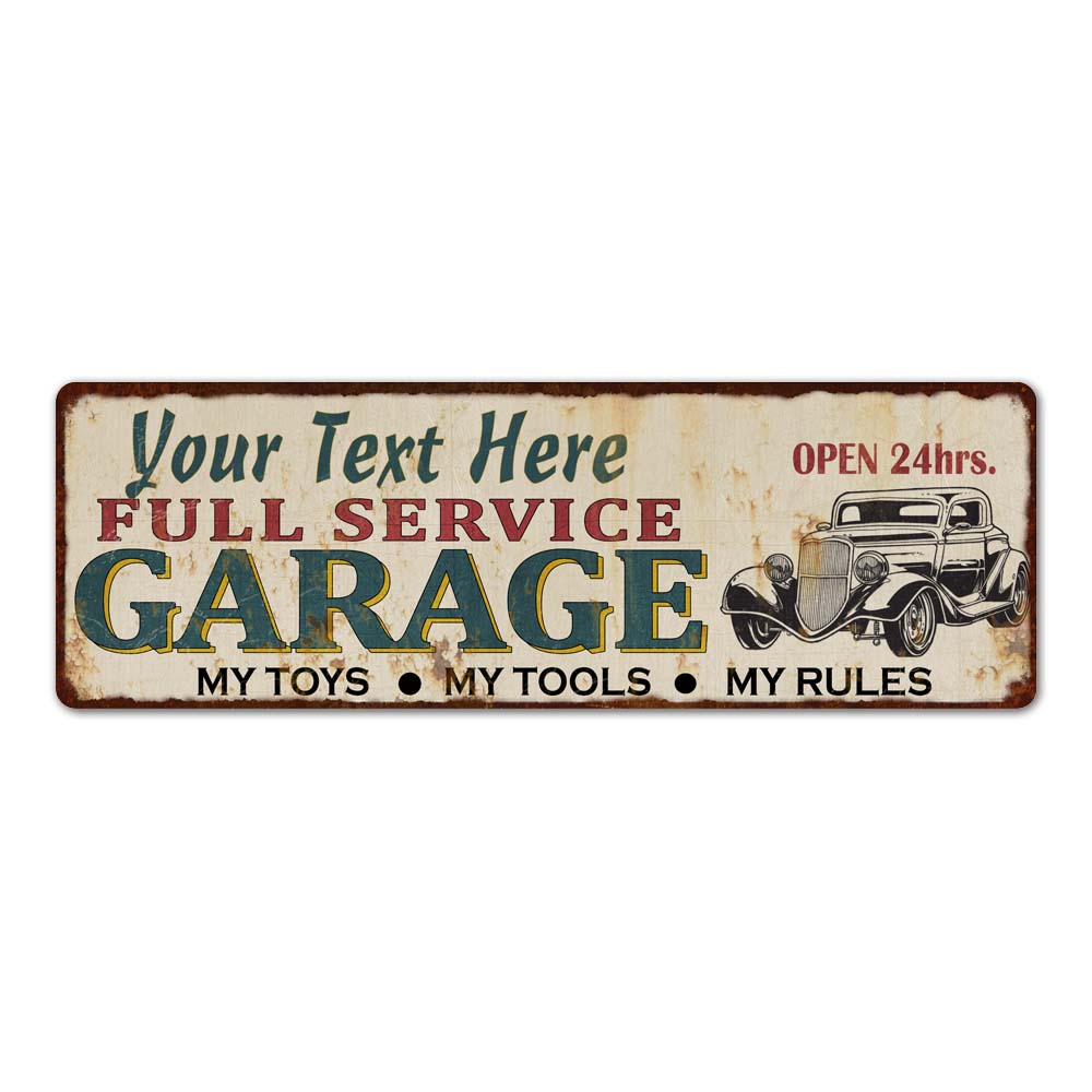 Personalized Full Service Garage Metal Sign Rustic Man Cave 1061800470 ...