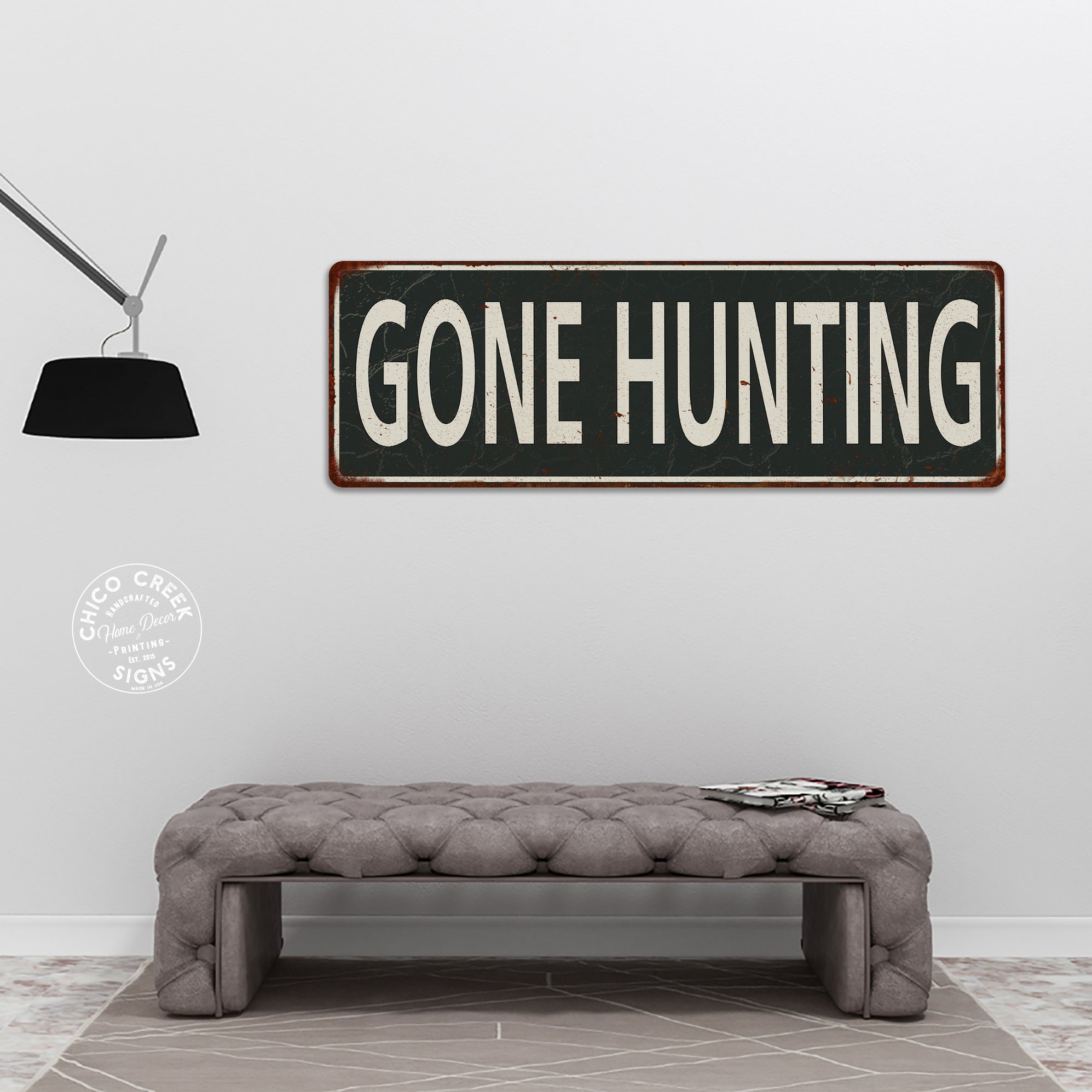 Gone Hunting Metal Sign Vintage Looking — Chico Creek Signs