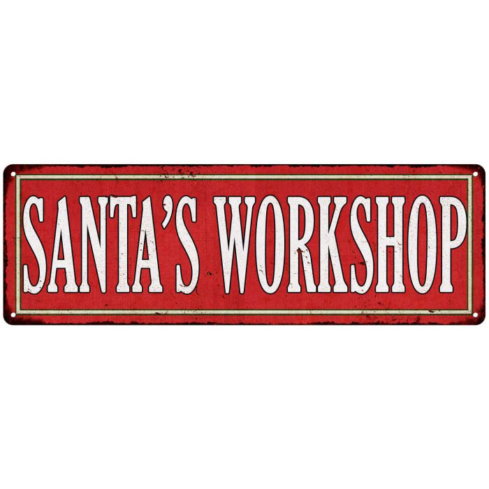 Santa's Workshop Holiday Christmas Metal Sign 106180065002 — Chico ...