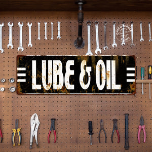 Lube & Oil Gas Service Station Vintage Metal Sign — Chico Creek Signs