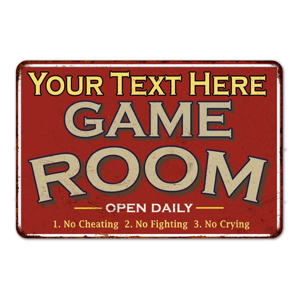 Personalized Game Room Sign Vintage Look Metal Wall Sign 108120001001 ...