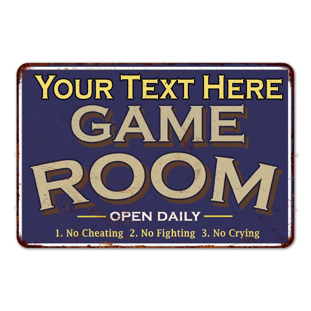Personalized Blue Game Room Sign Metal Wall Decor Sign 108120002001 ...