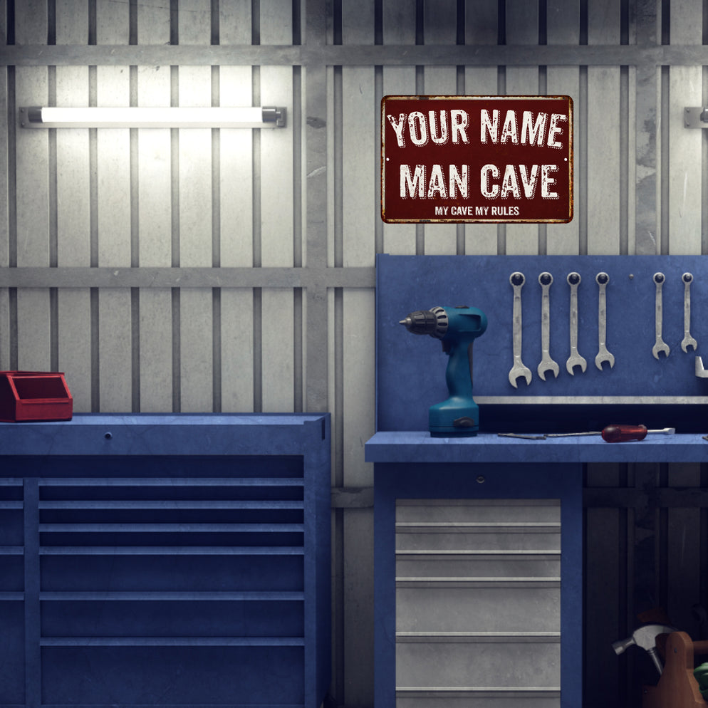 Personalized Man Cave Red Grunge Sign Metal Wall Decor 108120003001 ...
