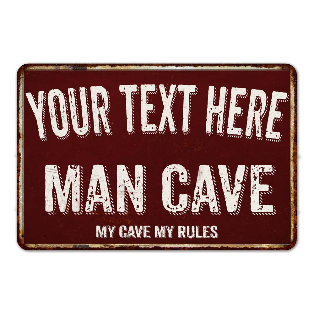 Personalized Man Cave Red Grunge Sign Metal Wall Decor 108120003001 ...