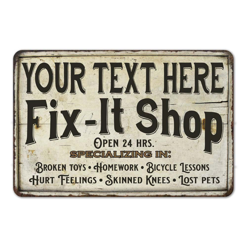 Personalized Fix-It Shop Sign Grandpa Dad Wall Decor Gift Man Cave Met ...