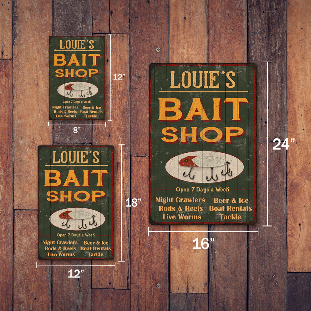 Personalized Green Bait Shop Man Cave Wall Decor Gift Metal Sign 10812 ...