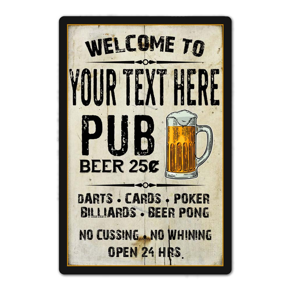 Personalized Pub Sign Vintage Man Cave Bar Wall Decor Gift Sign Metal ...