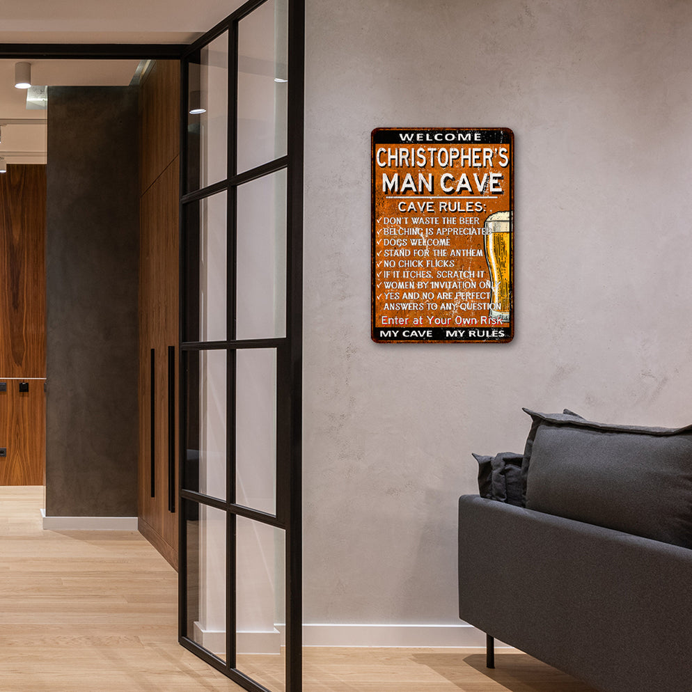 Personalized Man Cave Rules Rusty Sign Garage Decor Gift 108120051001 ...