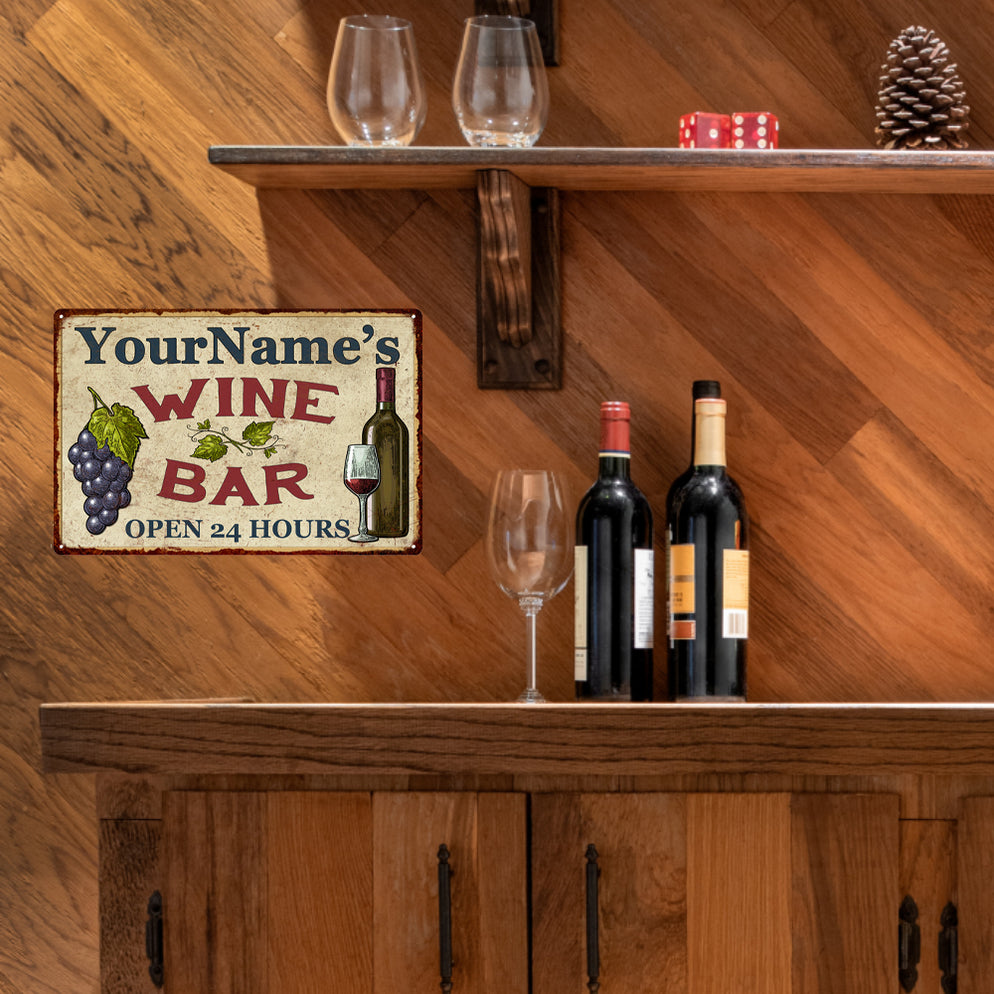 Personalized Rustic Wine Bar Sign — Chico Creek Signs