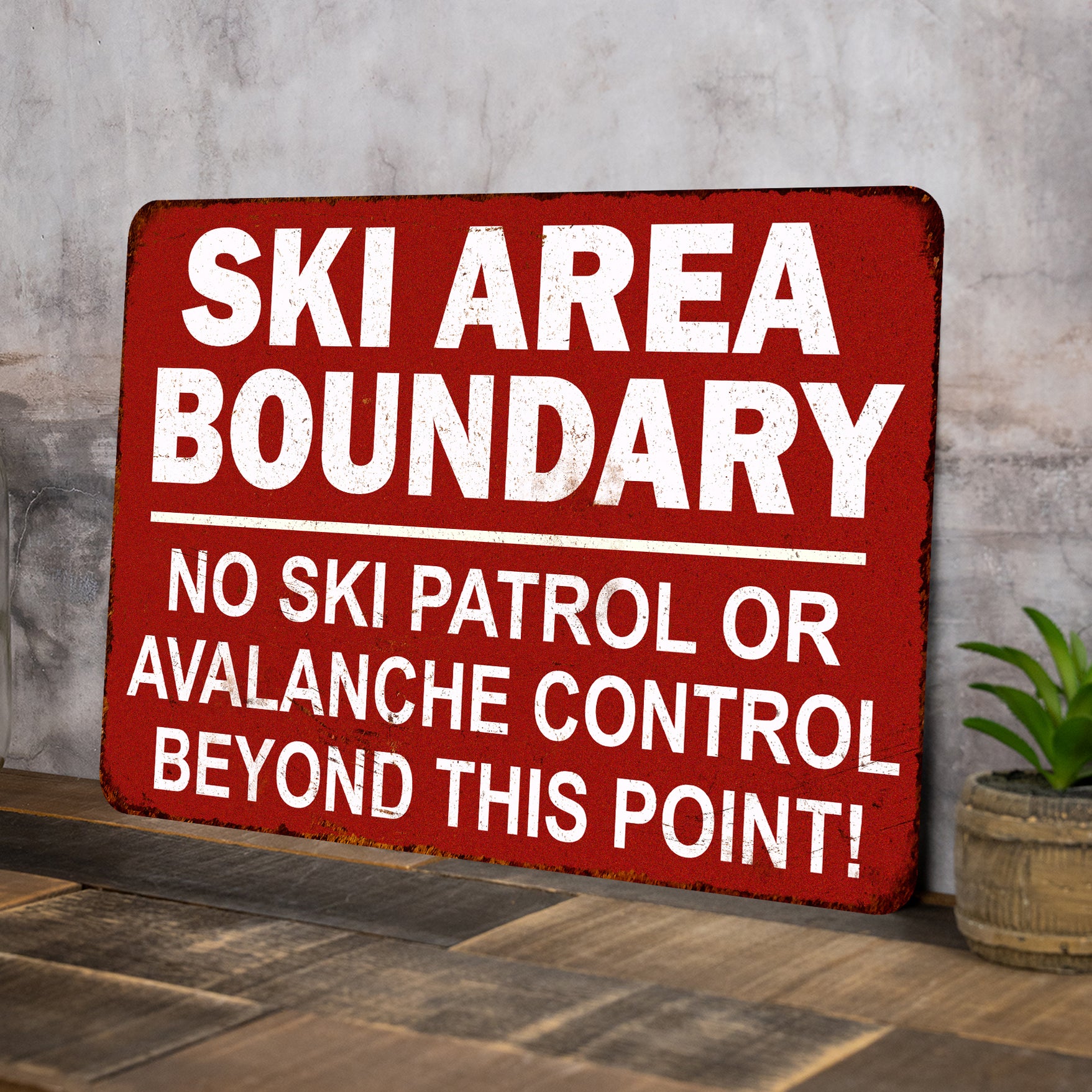 Ski Area Boundary Sign Vintage Wall Decor Signs Art Decorations Tin Gi ...