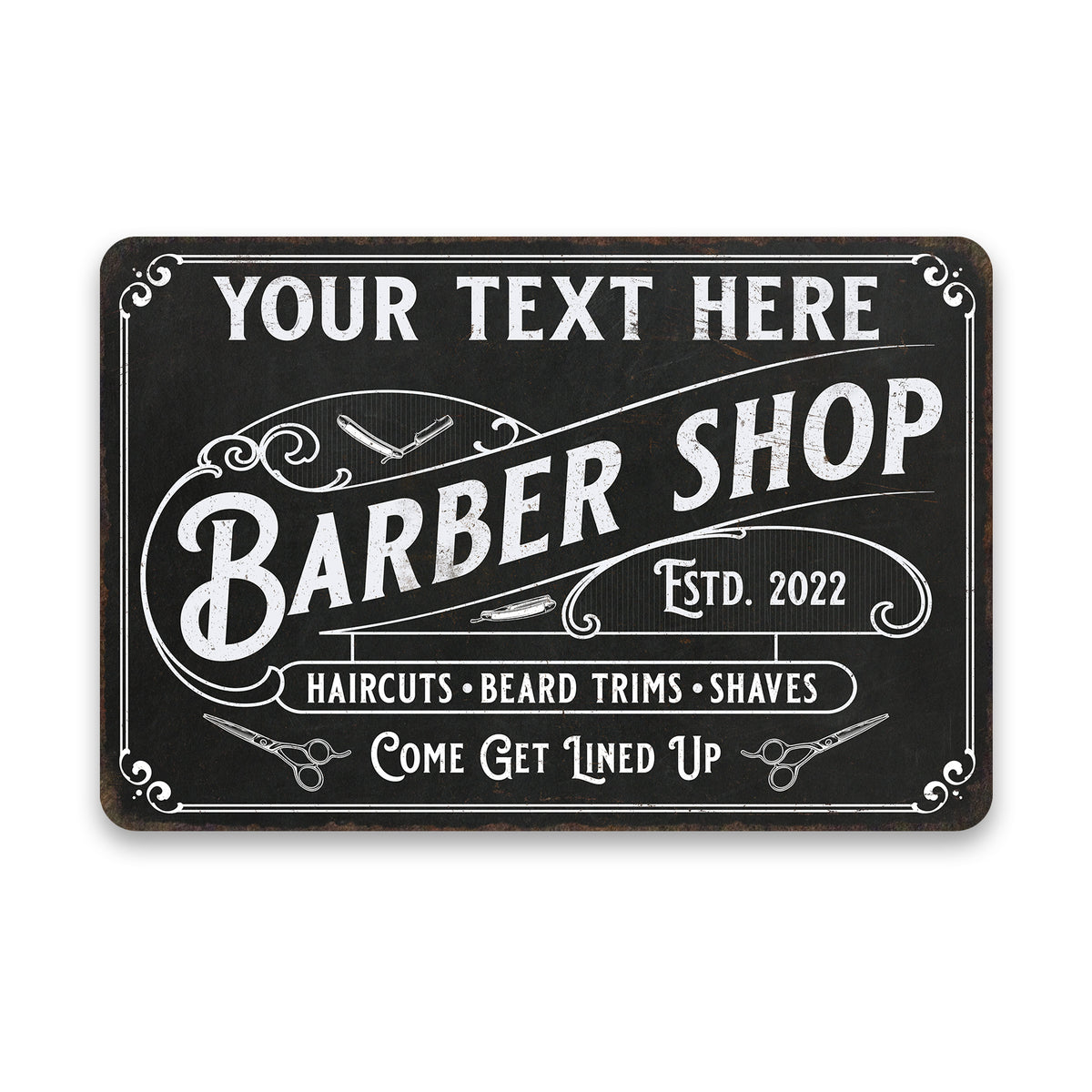 Personalized Barber Shop Sign, Haircut Beard Trim Shave Metal Home Sto ...