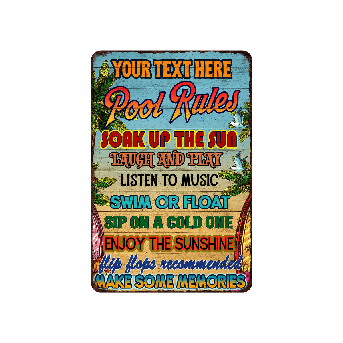 Personalized Pool Rules Sign Patio Decor Outdoor Sauna Hot Tub Bar BBQ ...