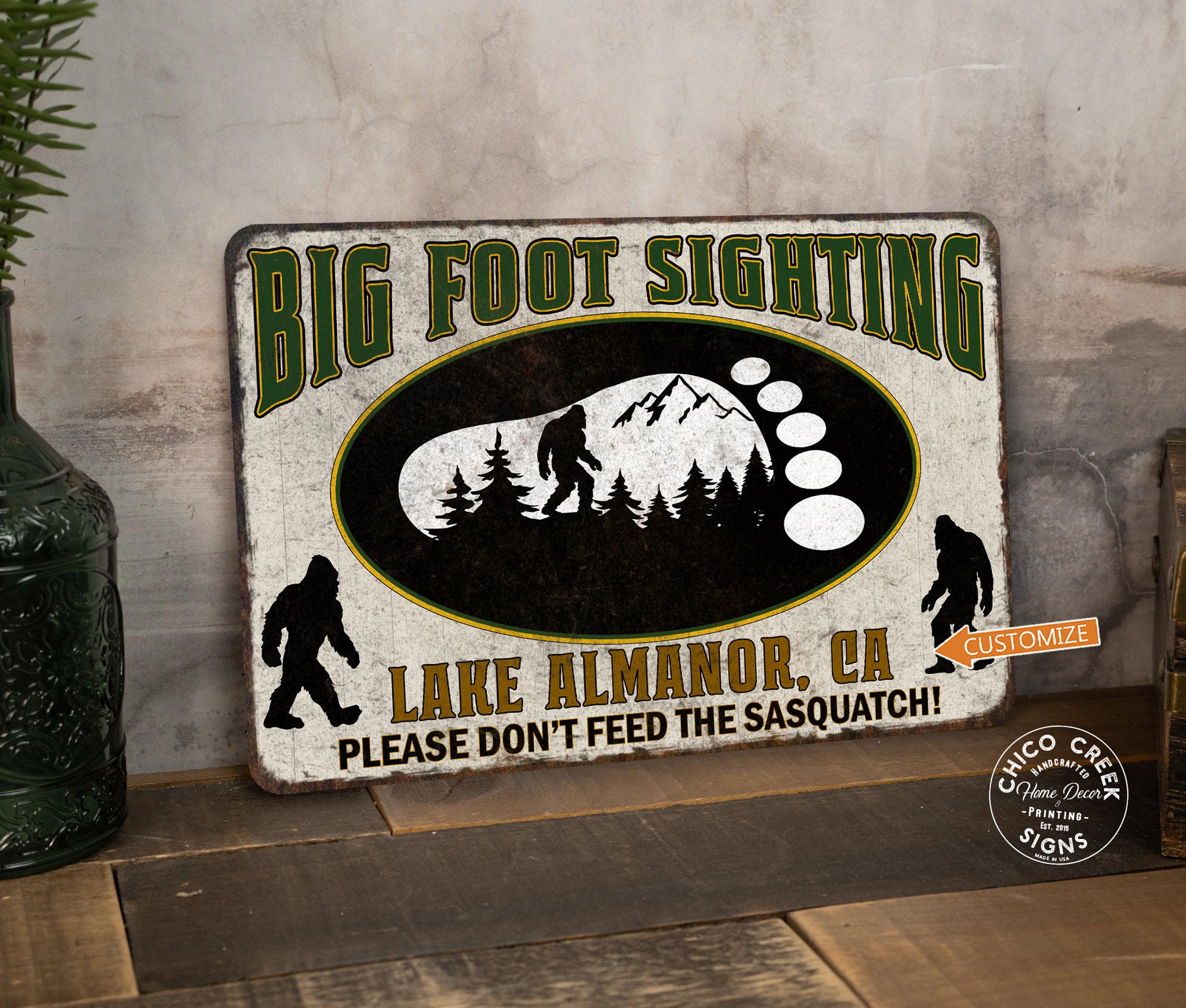 Personalized Big Foot Sasquatch Sighting Sign 108122002021 — Chico ...