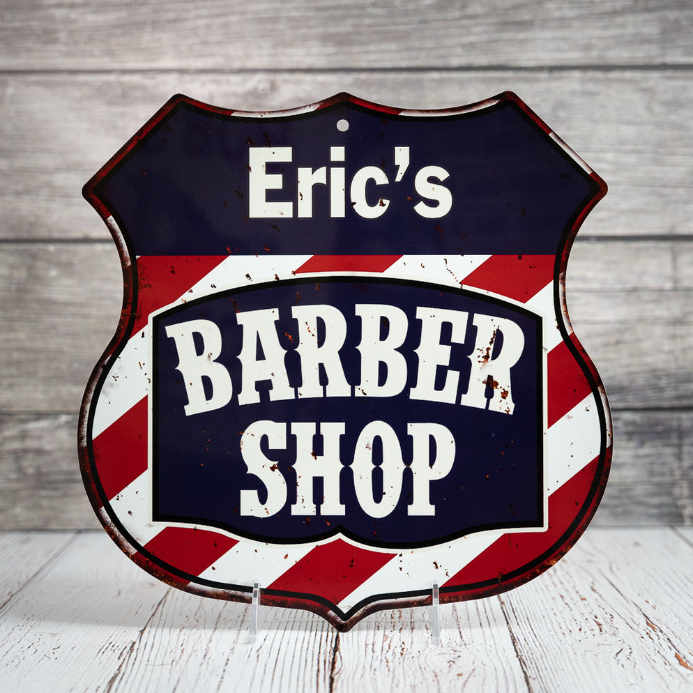 Personalized Barber Shop Shield Metal Sign Hair Gift 211110020001 ...