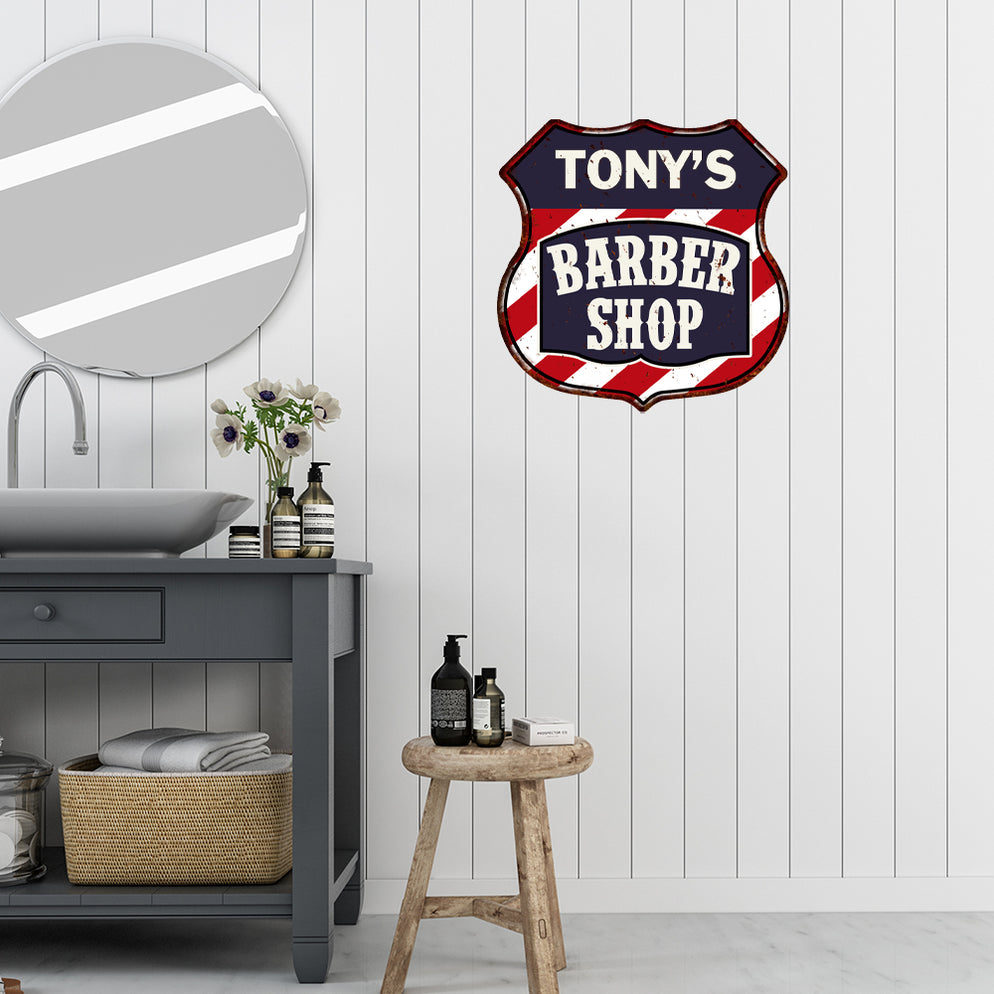 Personalized Barber Shop Shield Metal Sign Hair Gift 211110020001 ...